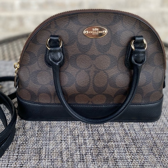 Coach | Bags | Mini Cora Domed Satchel In Signature Coated Canvas ...